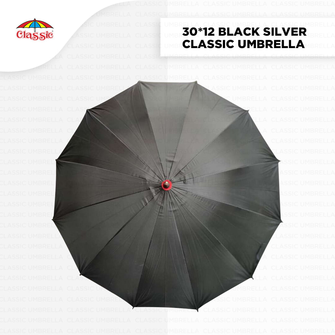 30inch Black Silver Classic Golf Umbrella