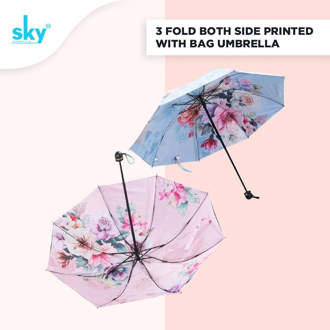 Rain in Style: Introducing the 3Fold Printed Umbrella with Bag