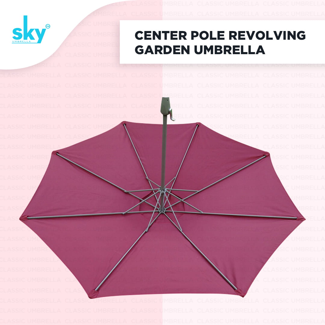Center Pole Revolving Garden Parasol Umbrella