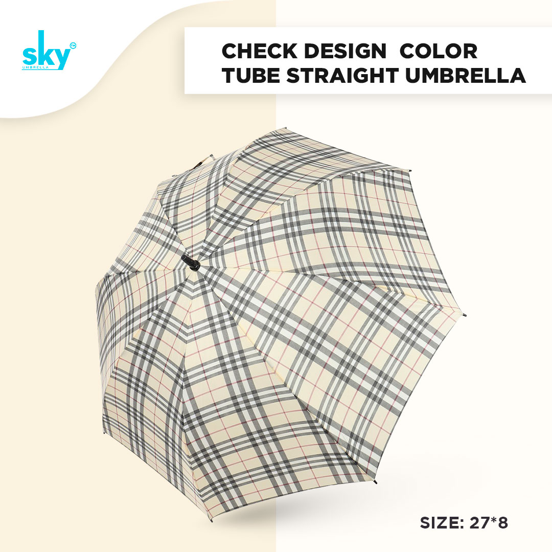Check design Color Tube Straight Umbrella