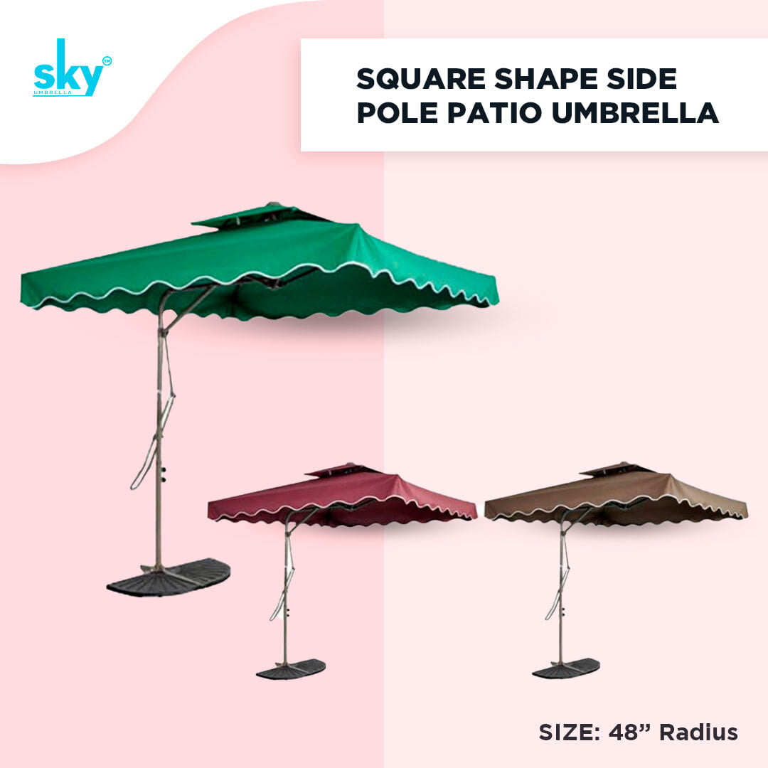 Garden Umbrella - Outdoor Side Pole Square Shape Umbrellas